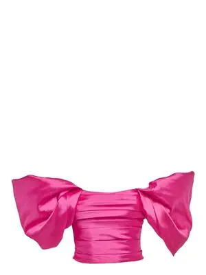 ROZIE CORSETS Pleated Off-the-shoulder Corset Top - Pink