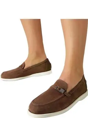 LE SILLA Buckle-strap Leather Loafers - Brown