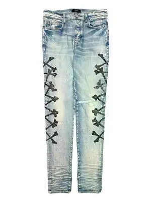 Amiri Bones-motif Jeans - Blue