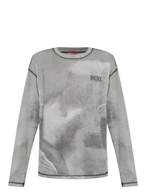 DIESEL® Logo-print Long-sleeve T-shirt - Grey