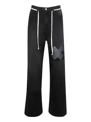 RRR123 Rose Graphic Denim Jeans - Black