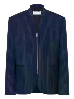 Moschino Pinstripe Zip Blazer - Blue