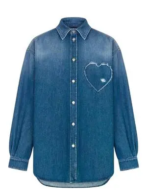 Moschino Heart-appliqué Shirt - Blue