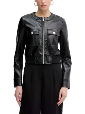 Sisley Flap-pockets Zipped Biker Jacket - Black
