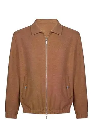 Eleventy Full Zip Bomber Jacket - Brown