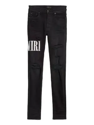 Amiri Logo Distressed Jeans - Black