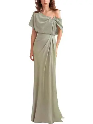 GEMY MAALOUF Asymmetrical Draped Maxi Dress - Neutrals
