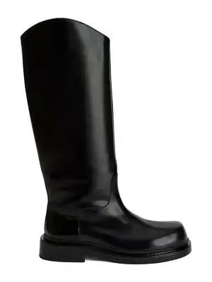 JIL SANDER Leather Knee-high Platform Boots - Black