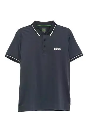 BOSS Logo-print Trimmed Polo Shirt - Blue