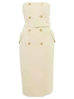 Max Mara Strapless Double-breasted Midi Dress - Neutrals