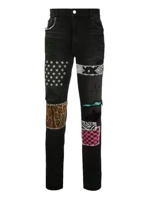 Amiri Patchwork Straight-leg Jeans - Black