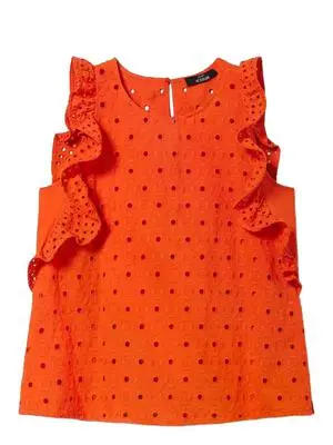TWINSET Broderie Anglaise Ruffled Top - Orange