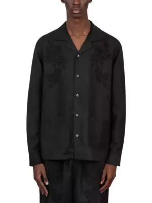 BAZISZT Flower-embroidered Shirt - Black