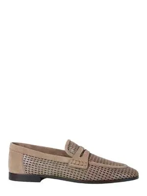 Brunello Cucinelli Sparkling Net Leather Loafers - Neutrals