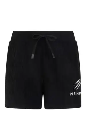 PLEIN SPORT Ribbed Lettering Shorts - Black