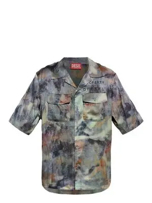 DIESEL Abstract-print Short-sleeve Shirt - Grey