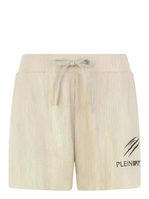 PLEIN SPORT Ribbed Lettering Shorts - Neutrals
