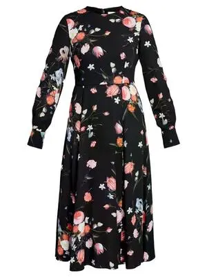 Erdem Floral-print Midi Dress - Black