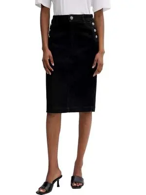 Liu Jo Buttoned Midi Denim Skirt - Black