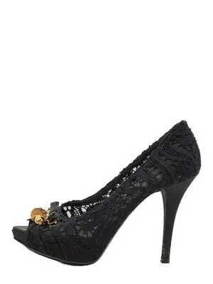 Dolce & Gabbana Lace-embellished Platform Pumps - Black
