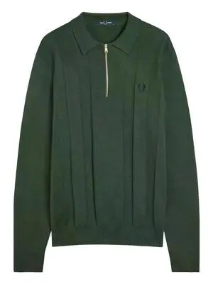 Fred Perry Zip-up Knitted Polo Shirt - Green