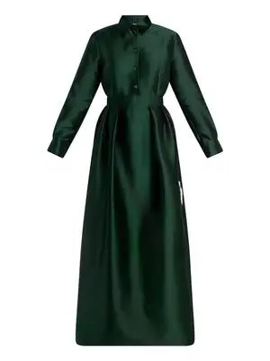 GRETA CONSTANTINE Pleated Shirt Dress - Green