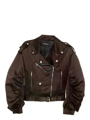Karl Lagerfeld Satin Biker Jacket - Brown