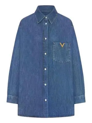 VALENTINO Logo-Detail Denim Shirt
