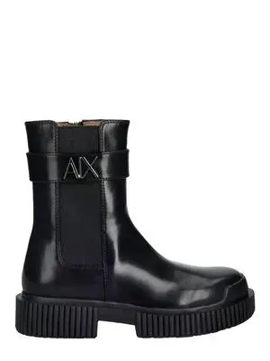 Armani Exchange Logo-plaque Boots - Black