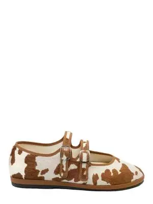 GONDOLINA Cow-print Mary Jane Ballet Flats - Brown