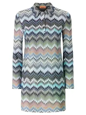 Missoni Zigzag Collar Mini Dress - Blue