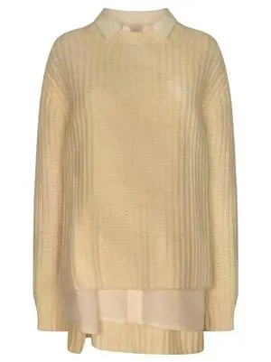Sacai Collared Knitted Dress - Neutrals