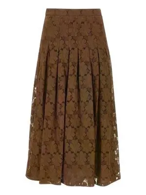 Max Mara Floral-lace Midi Skirt - Brown