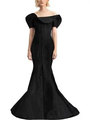 GEMY MAALOUF Draped Off-shoulder Maxi Dress - Black