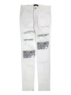 Amiri Bandana-patch Jeans - White