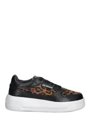 Moschino Leopard-print Platform Sneakers - Black