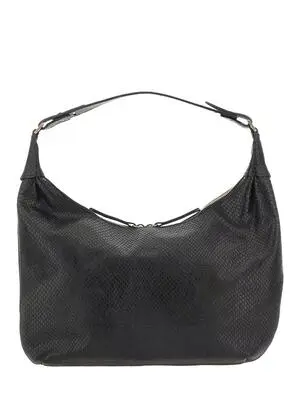 MANDELLI Croissant Leather Shoulder Bag - Black