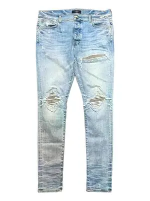 Amiri Distressed Straight-leg Jeans - Blue