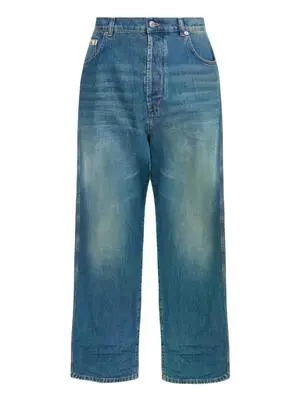Moschino Wide-leg Jeans With Logo Detail - Blue