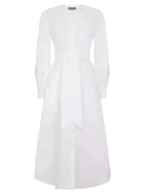 N.peal Willow Linen Midi Dress - White