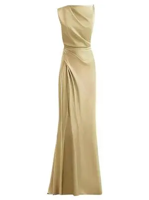 GEMY MAALOUF Asymmetrical Draped Maxi Dress - Neutrals