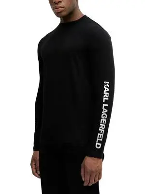 Karl Lagerfeld Long-sleeve Logo T-shirt - Black