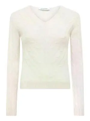 BLUGIRL Cable Knit V-neck Sweater - Neutrals