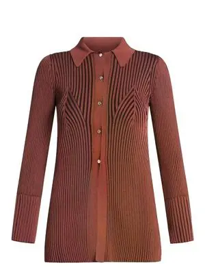 SIMONMILLER Palo Ribbed Buttoned Shirt - Brown