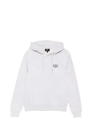 A.p.c. Embroidered-logo Hoodie - Grey