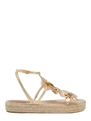 Zimmermann Orchid Floral-embellished Espadrilles - Gold
