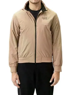 Emporio Armani Logo Detail Zip-up Jacket - Neutrals