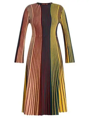 SIMONMILLER Celia Striped Long-sleeve Midi Dress - Brown