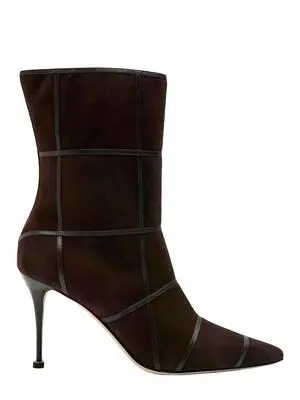 Manolo Blahnik Trulonapla Grid-pattern Ankle Boots - Brown