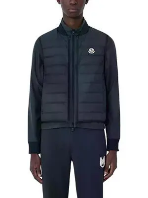 Moncler Quilted Jacket With Logo Patch - Grey